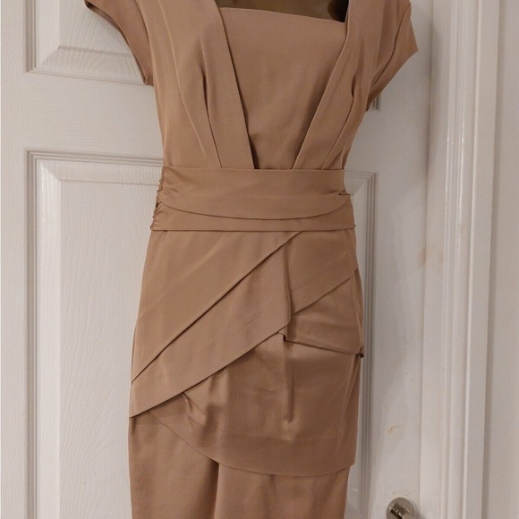 Reiss | Dresses | Reiss Shola Camel Tan Bandage Sheath Dress As Worn By ...
